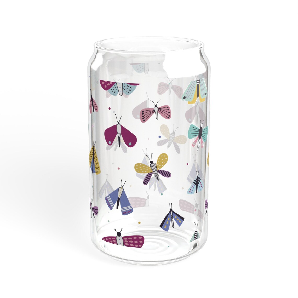Clear Cylindrical Glass Can With Colorful Bug Illustrations| Whimsical ...