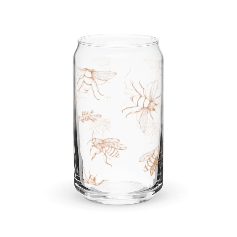 Clear Cylindrical Glass Can With Colorful Bug Illustrations| Whimsical ...