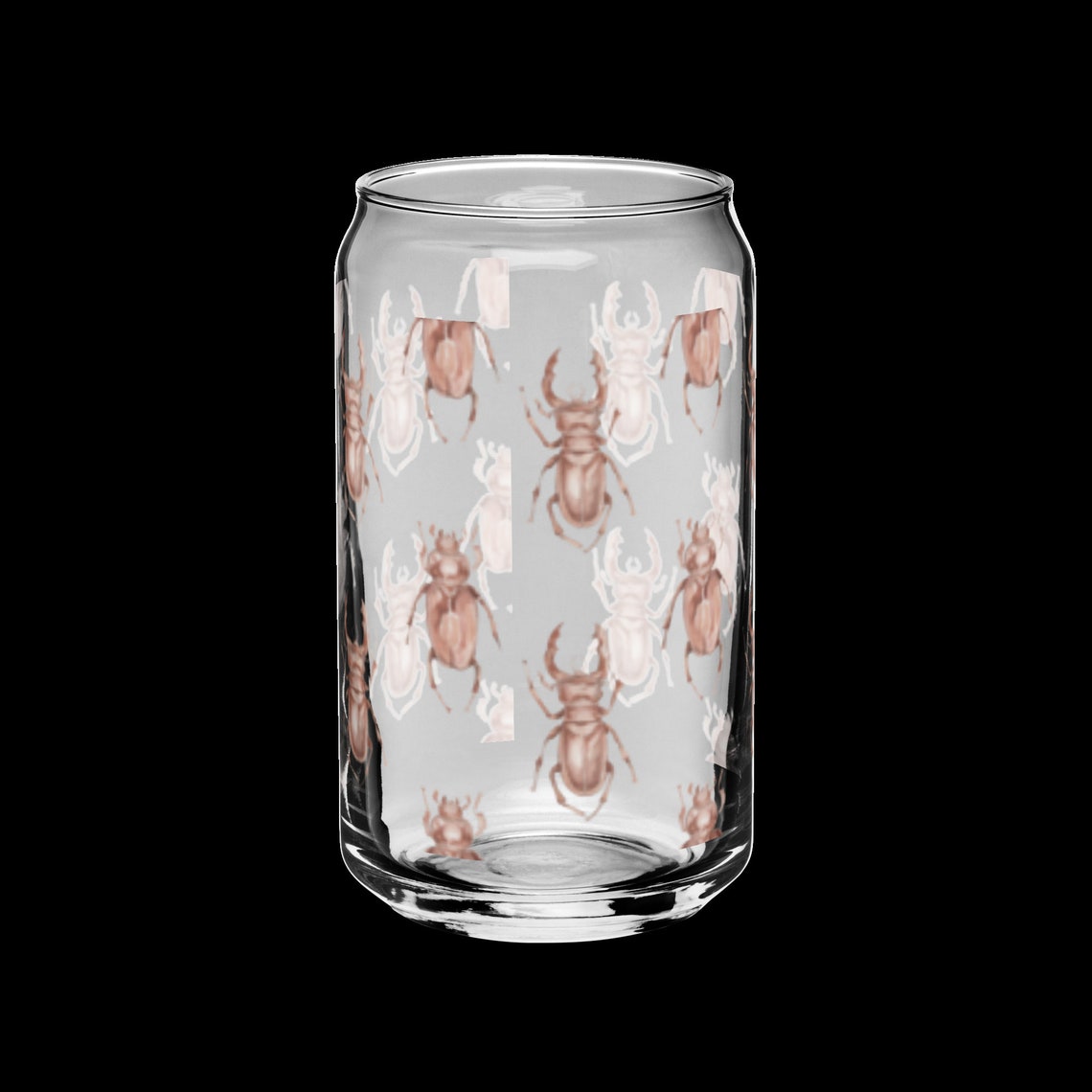 Clear Cylindrical Glass Can With Colorful Bug Illustrations| Whimsical ...