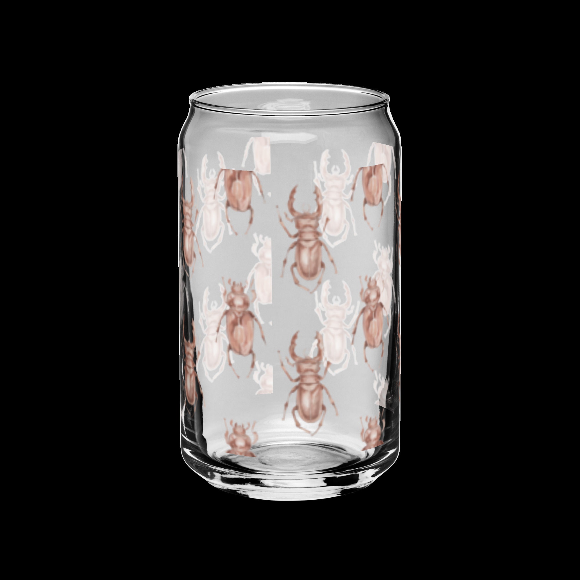 Clear Cylindrical Glass Can With Colorful Bug Illustrations| Whimsical ...