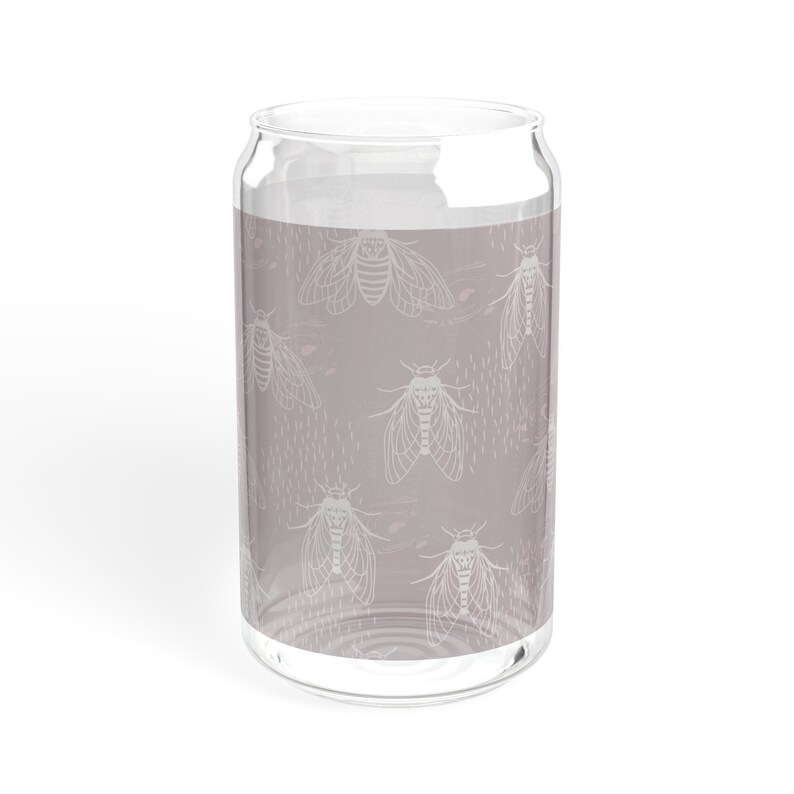 Clear Cylindrical Glass Can With Colorful Bug Illustrations| Whimsical ...