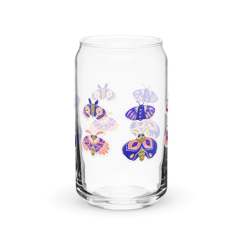 Clear Cylindrical Glass Can With Colorful Bug Illustrations| Whimsical ...