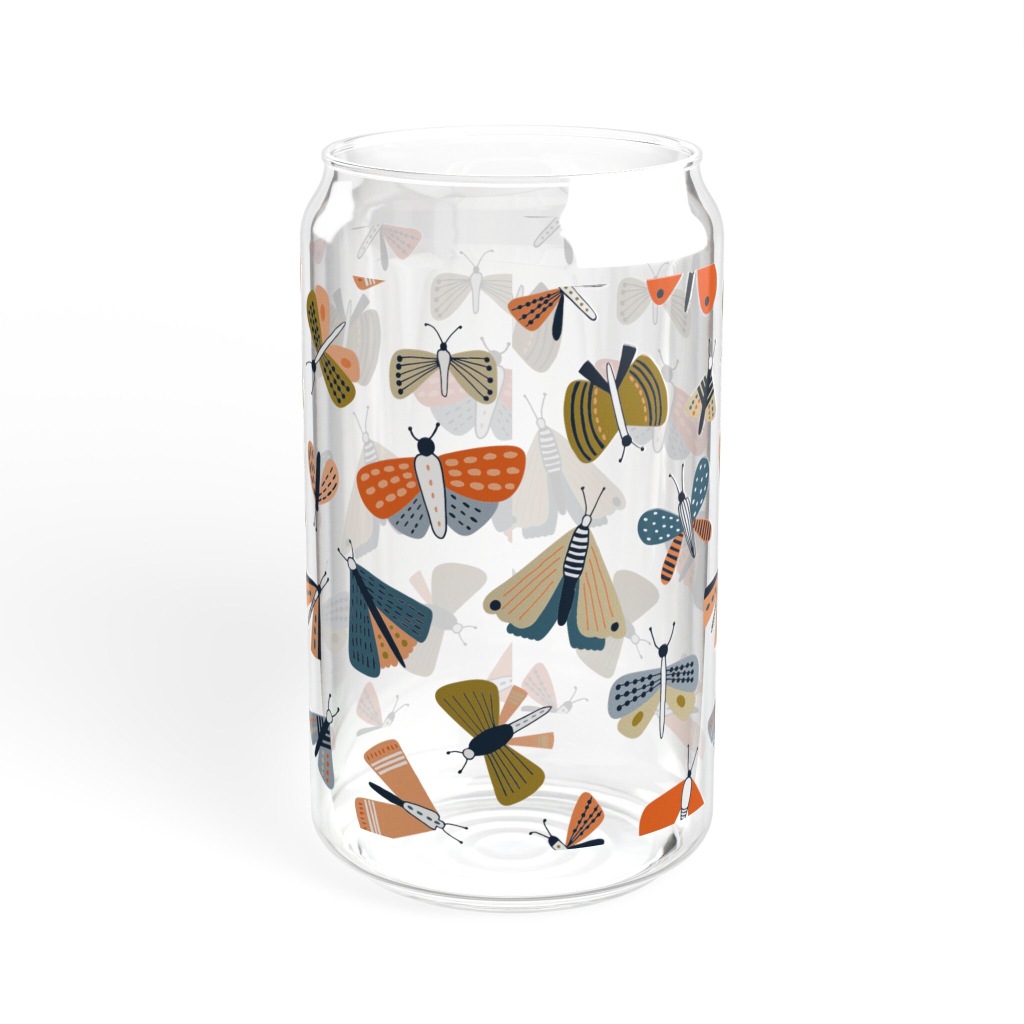 Clear Cylindrical Glass Can With Colorful Bug Illustrations| Whimsical ...