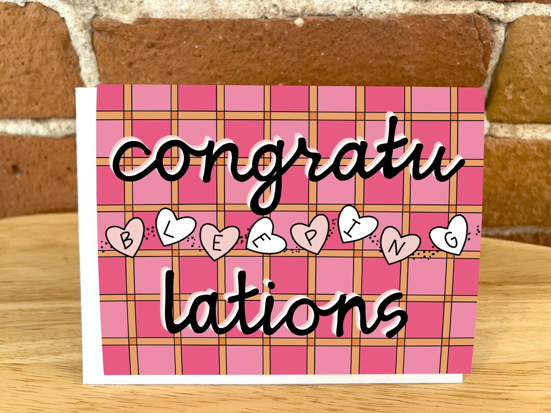 Girly Retro Congratulations Card Congratu-bleeping-lations Greeting ...