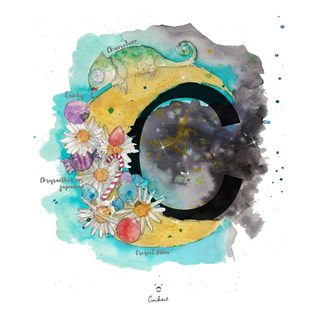 Printable Letter C Watercolor Digital-developed Icons Illustrations - Etsy