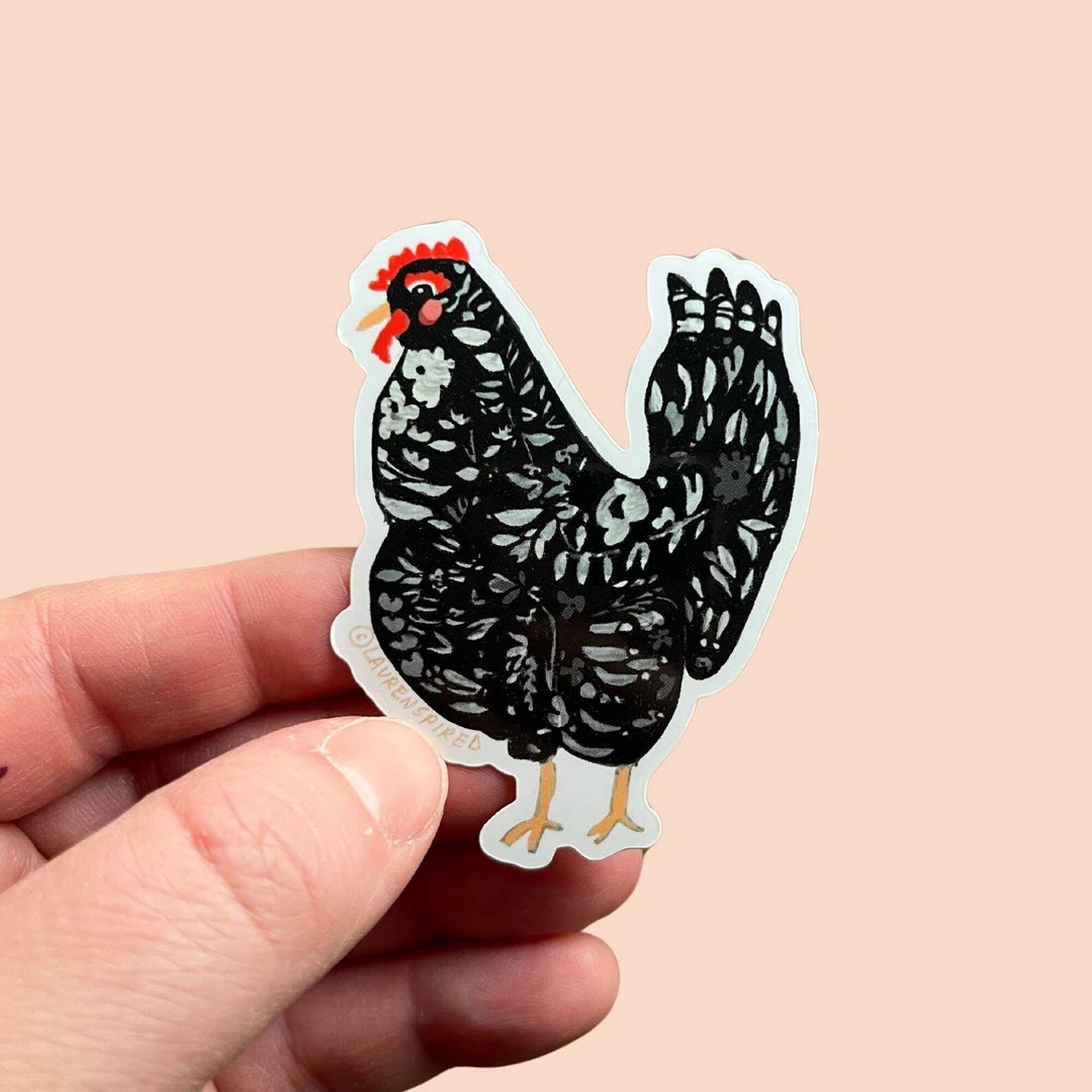 Spring Chicken Vinyl Sticker, Cute Black and White Chicken - Etsy