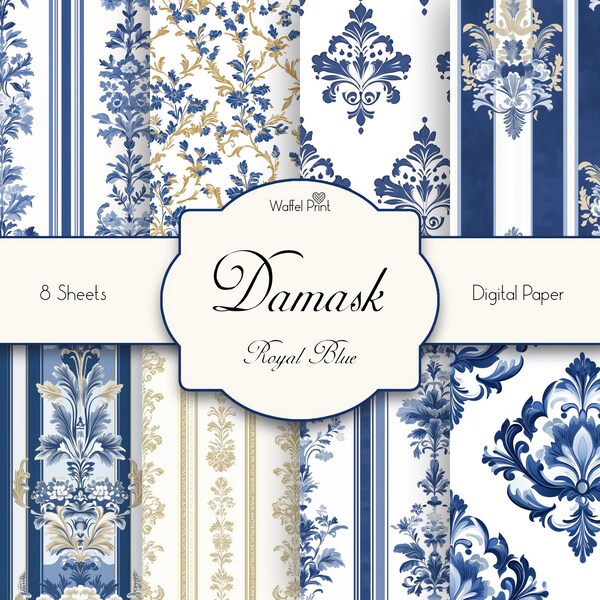 Royal Blue Damask - Etsy