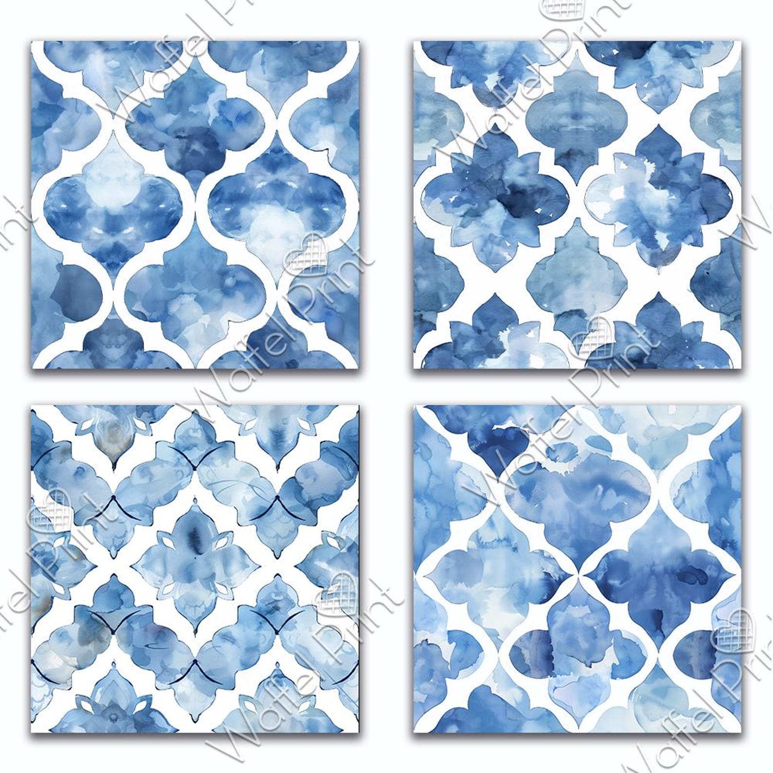 Quatrefoil Blue & White Seamless Pattern Set 8 Sheet Assortment Pack ...