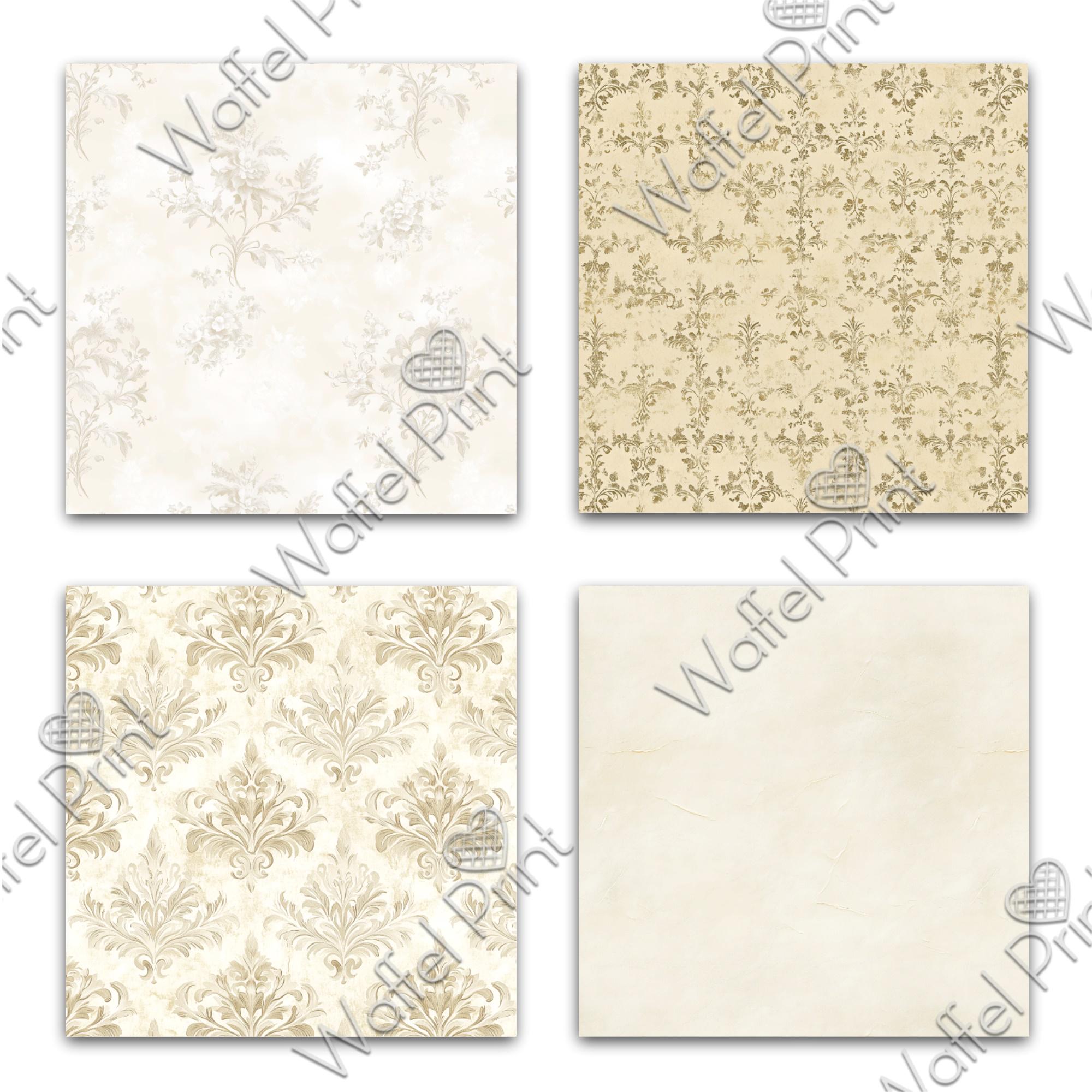 Vintage Paper Seamless Pattern Set Ivory Paper Texture & Antique Motifs ...