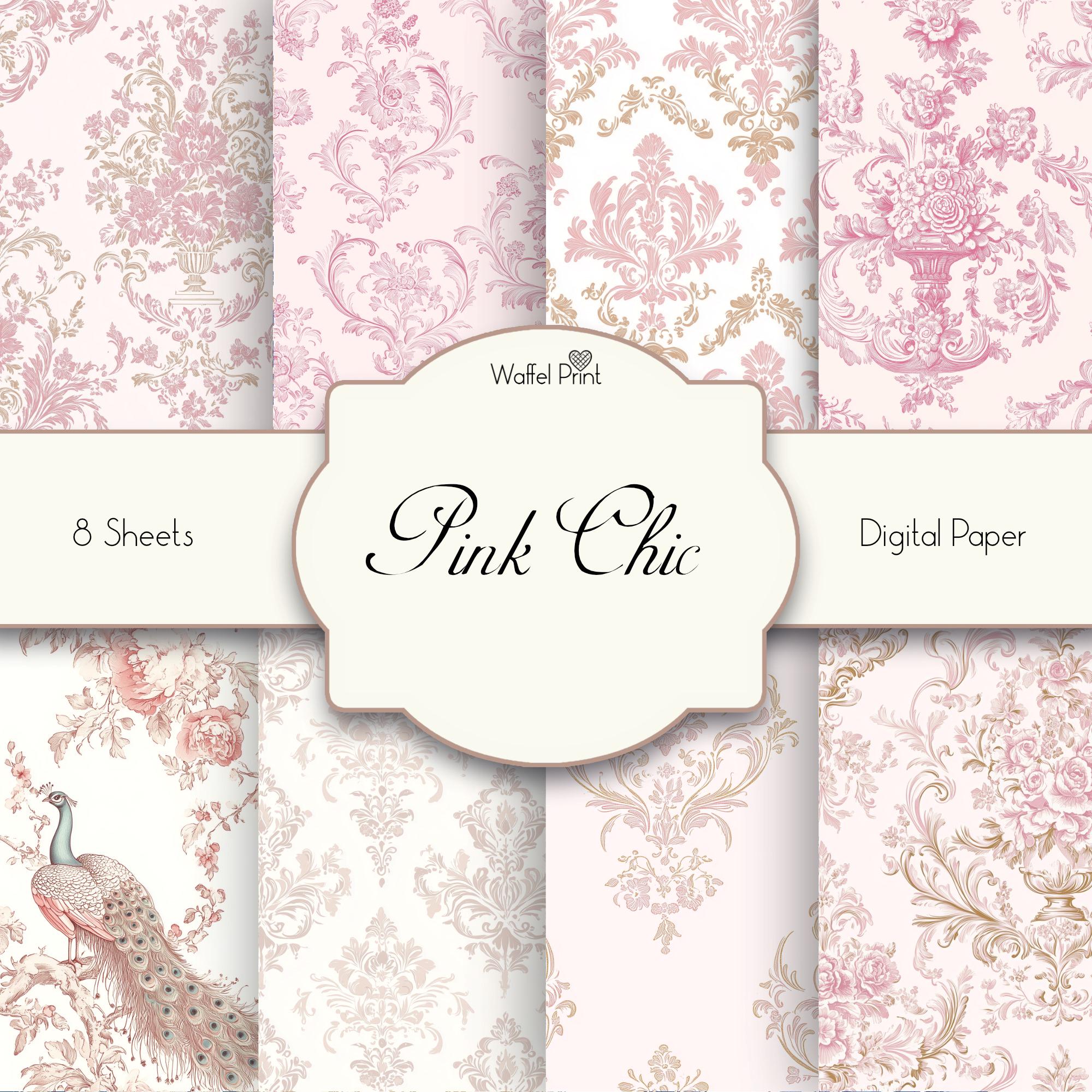 Pink Chic Seamless Pattern Set - Vintage Pink & Gold Collection ...