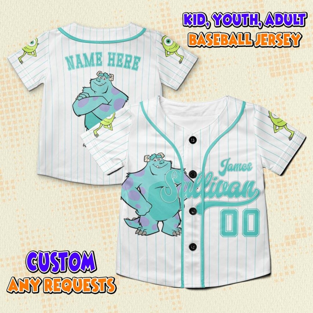 Custom Disney Monster Inc James Sullivan Baseball Jersey, Personalized ...