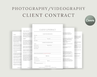 Photography/videography Client Contract, Videography Contract Template, Photography Forms ...
