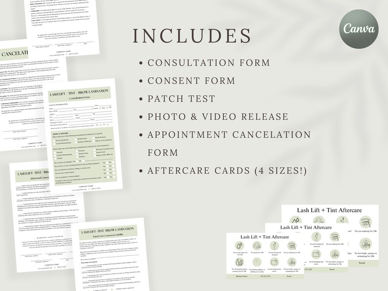 Brow Lamination, Lash Lift, Tint Forms - Editable Lash Consent ...