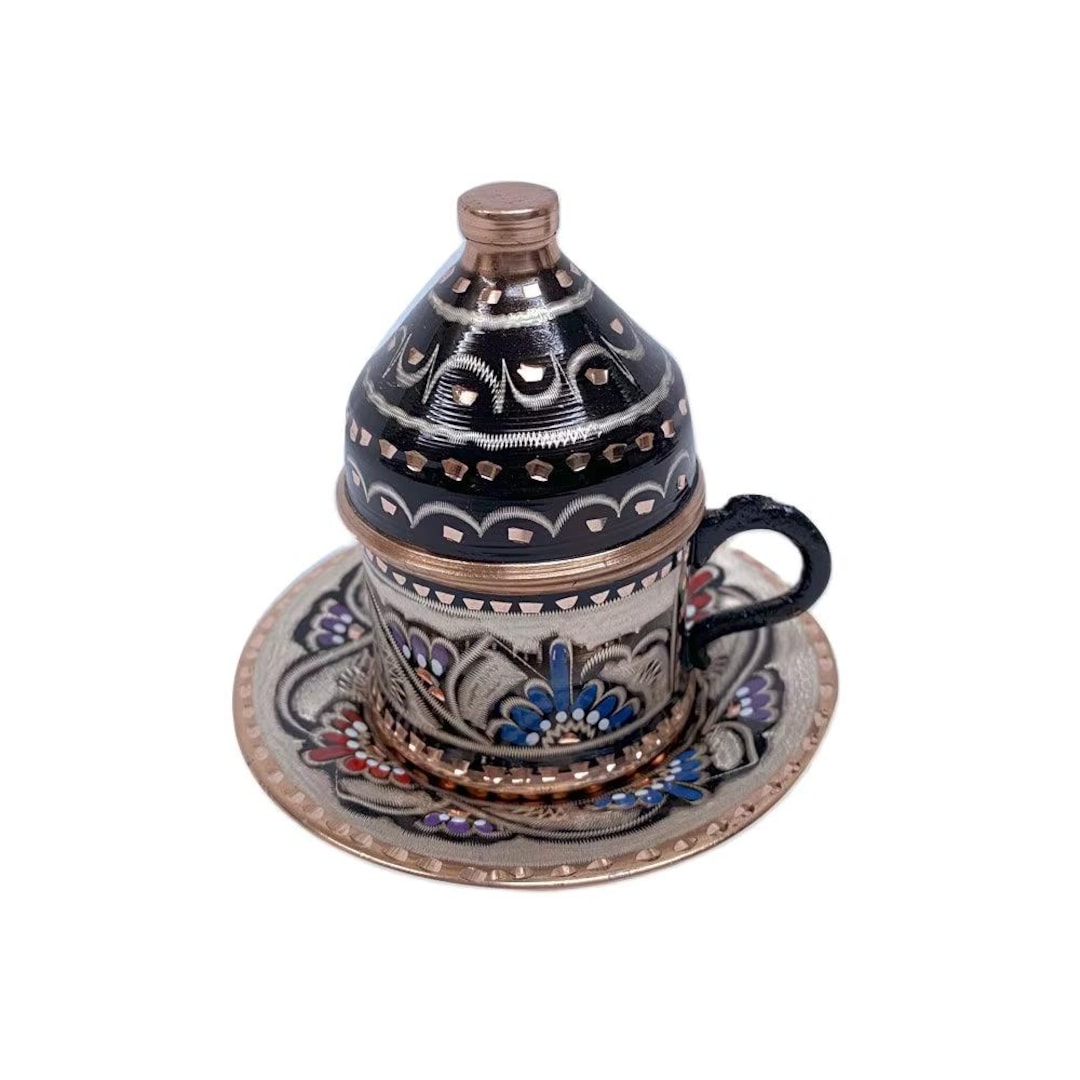 Handcrafted Copper Coffee Cup With Porcelain Cup - Single Serving ...