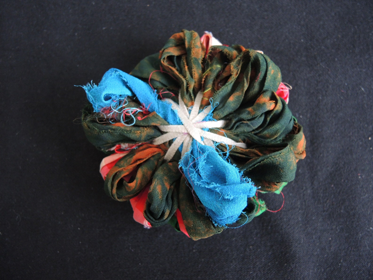 Patterned Beauty Boho Silk Brooch- Extra Large Sari Ribbon Upcycled ...