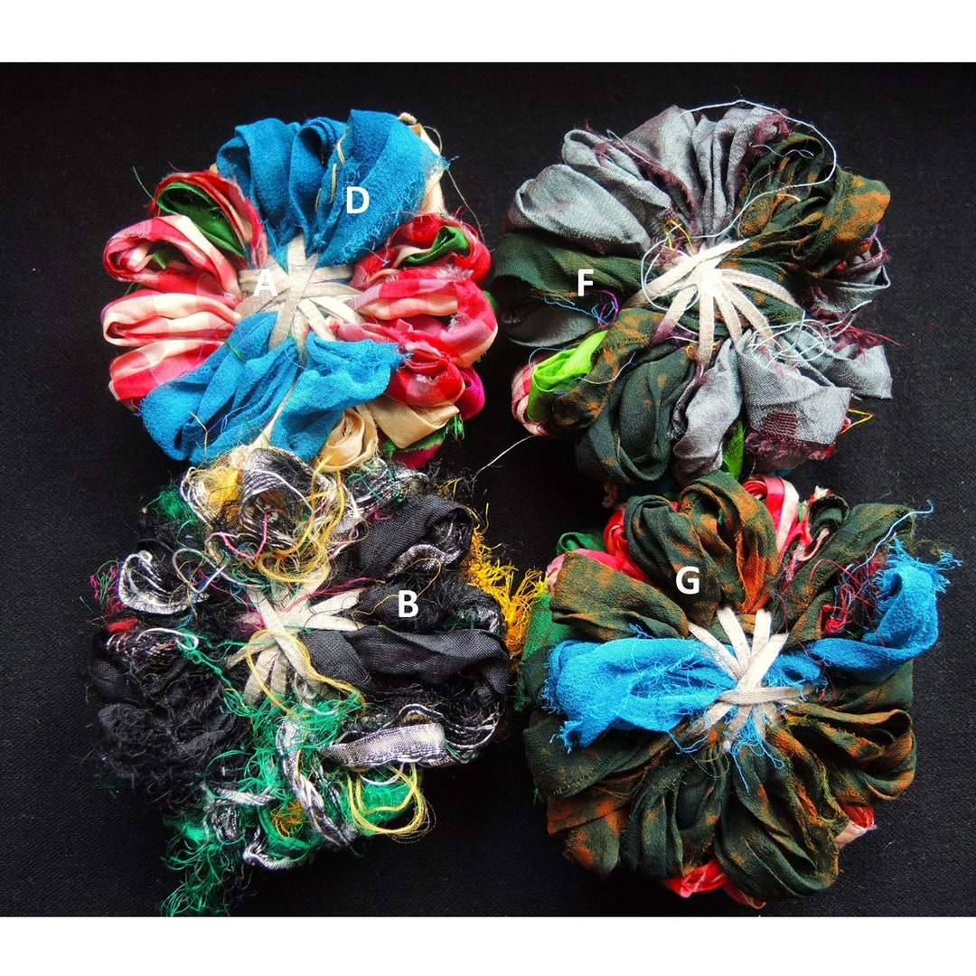 Patterned Beauty Boho Silk Brooch Extra Large Sari Ribbon Upcycled ...