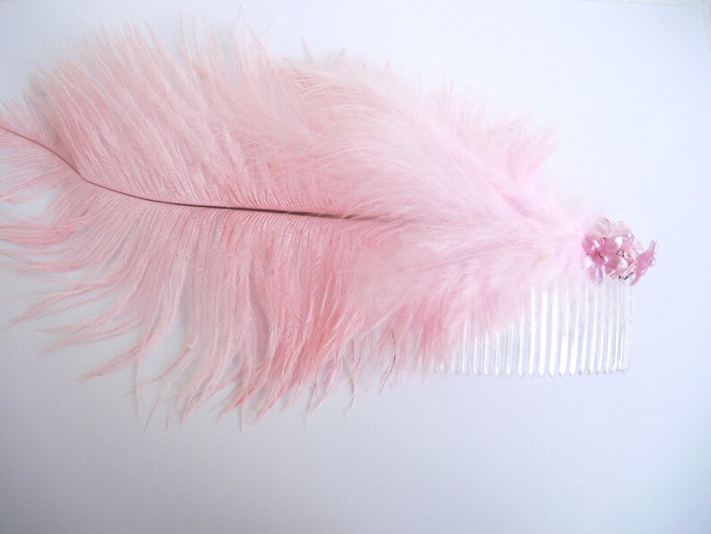 Large Pink Fascinator Feathered Comb Great Gatsby 1920s | Etsy
