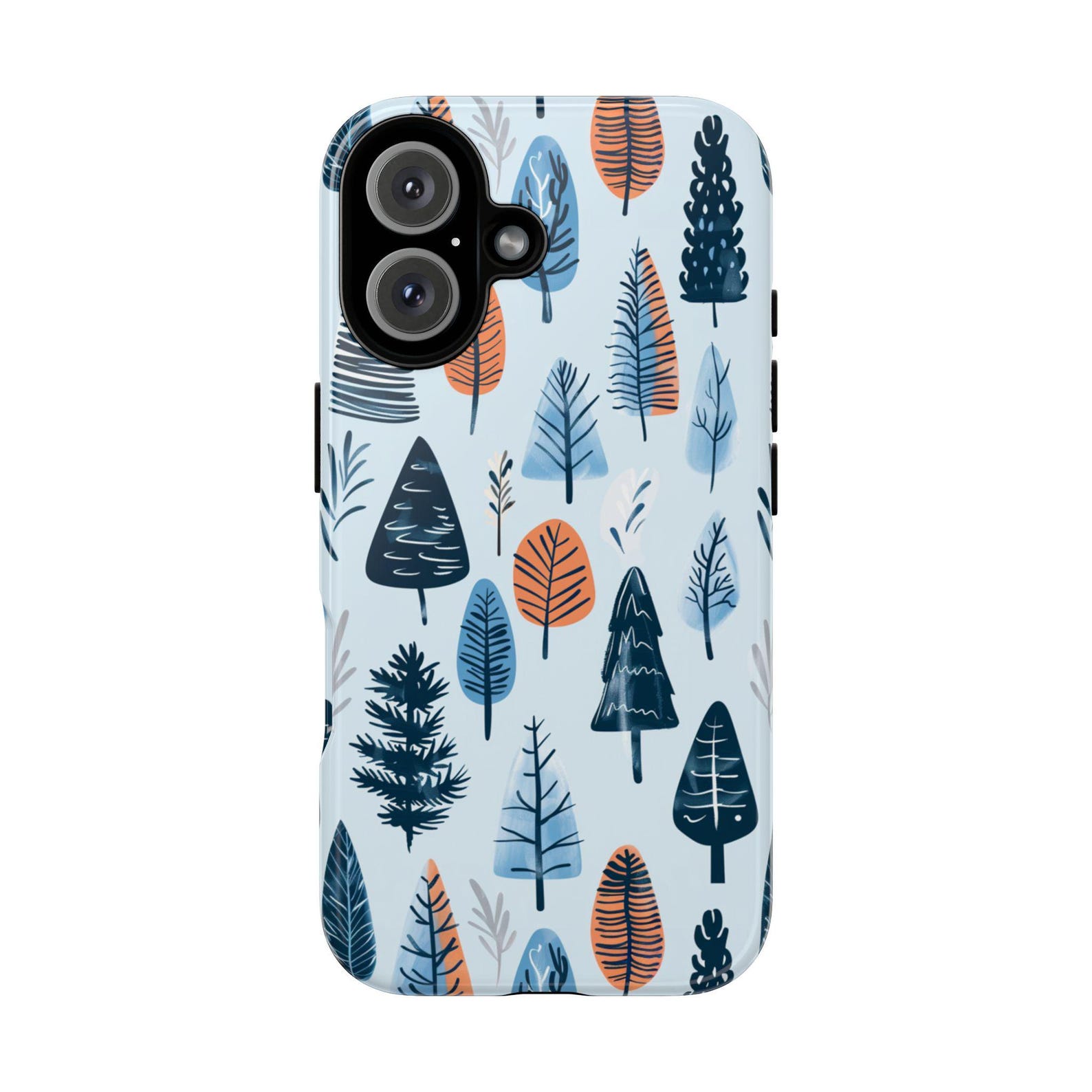 Light Blue Pine Design Tough Hard Phone Case | iPhone 16/15/14/13/12/11 ...