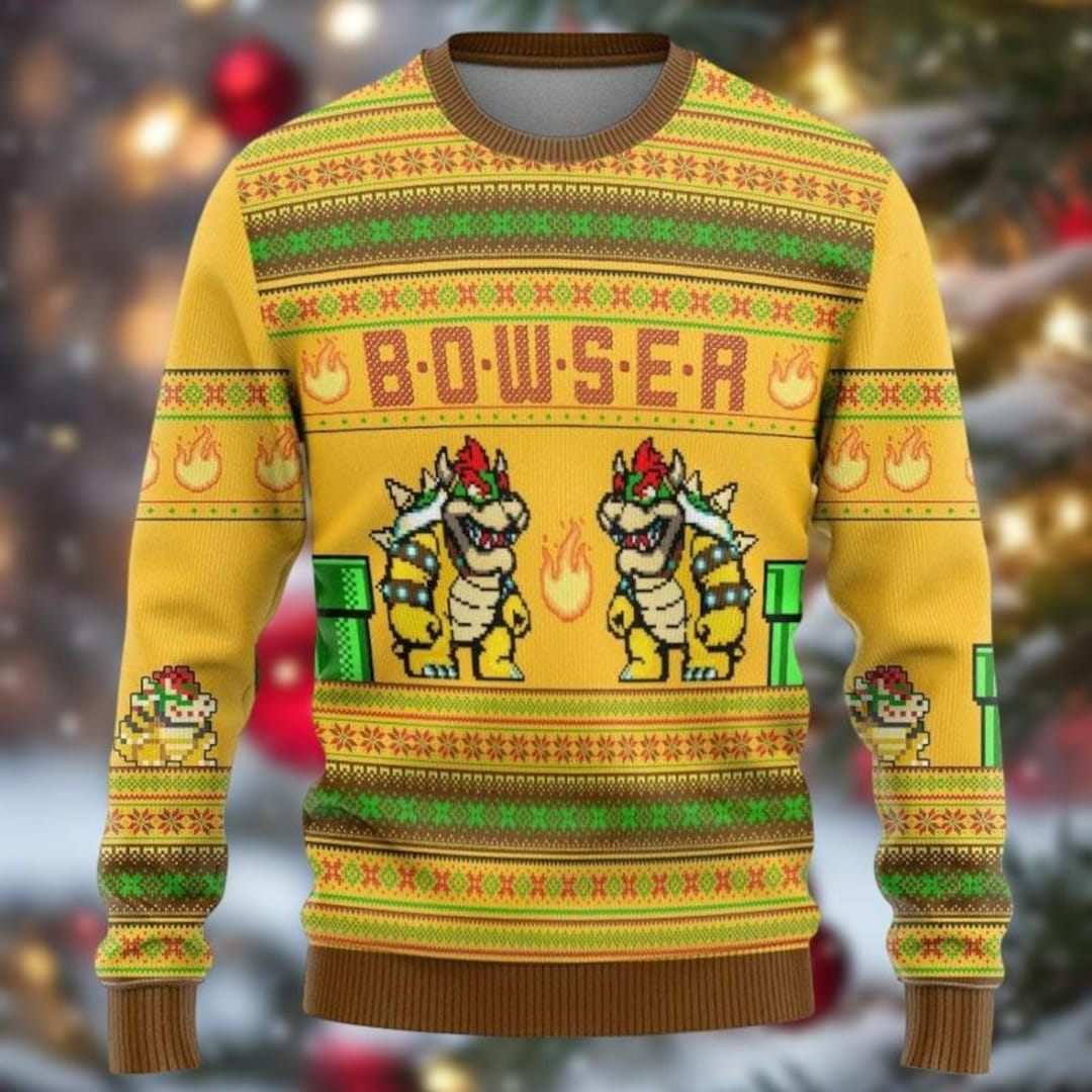 Christmas Bowser Super Mario Ugly Sweater, Mario Bros Xmas Sweater ...