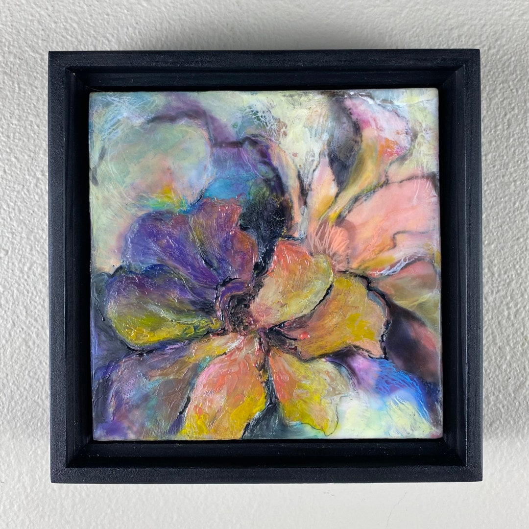 Original Encaustic Abstract Flower Art - Etsy