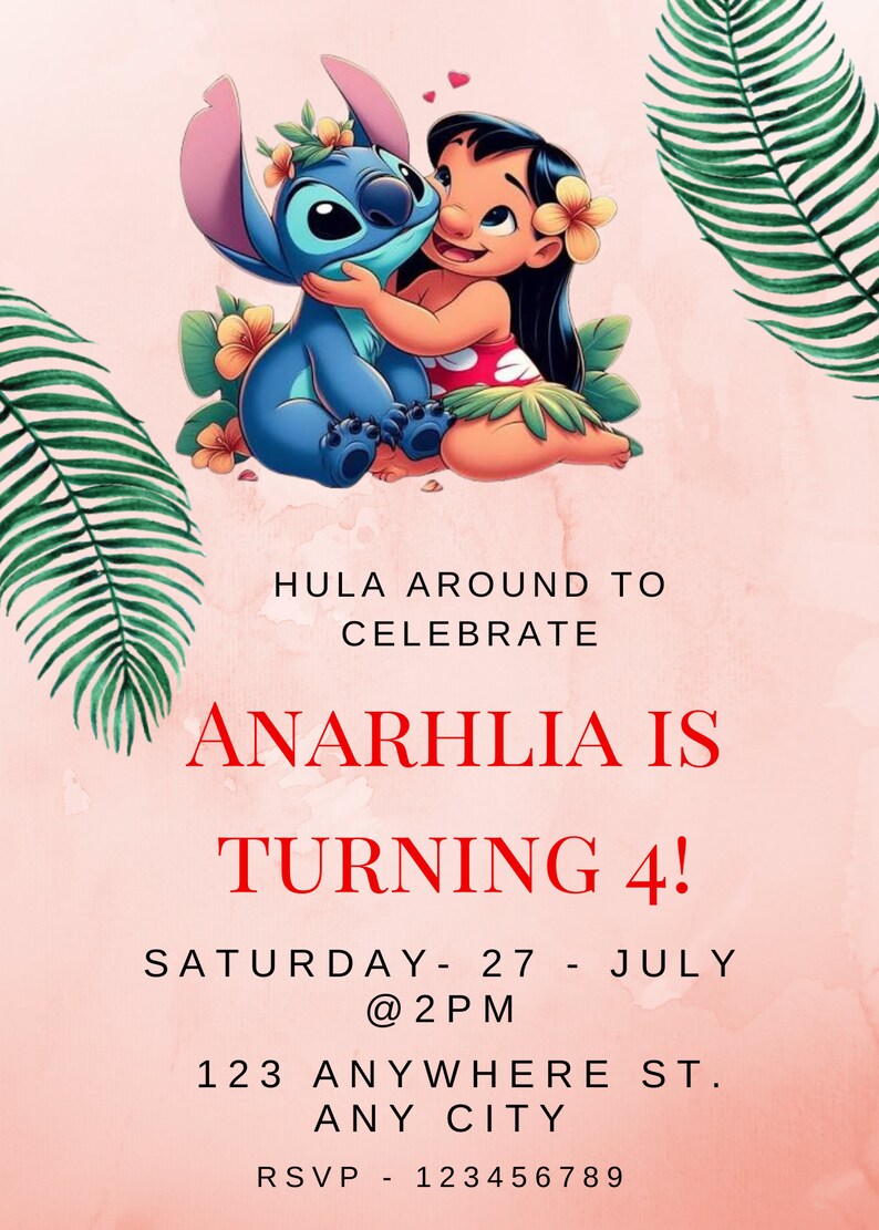 Lilo and Stitch Invitation - Etsy