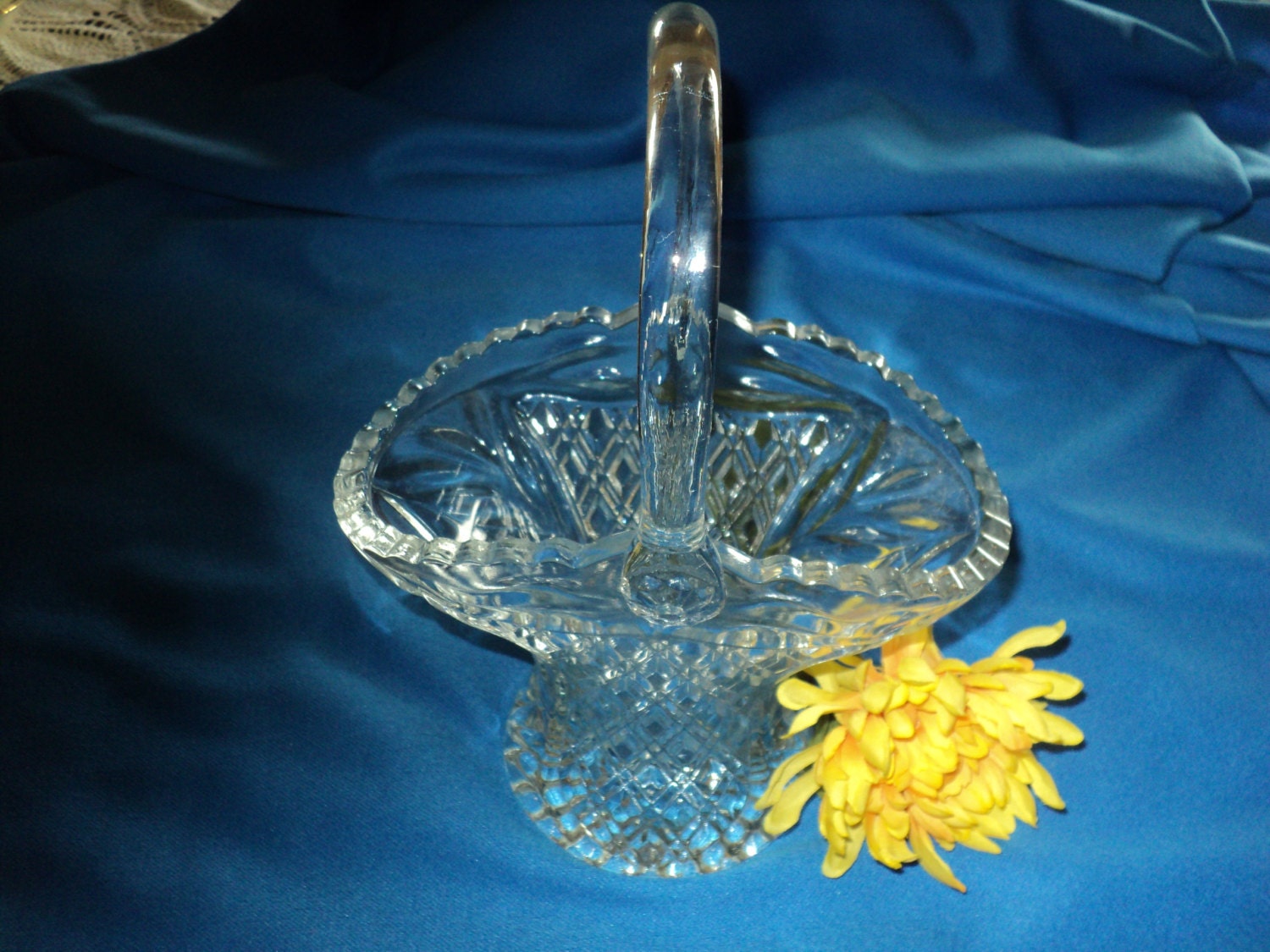 Vintage Heavy Clear Glass Basket with Handle Home Décor Home & Living ...
