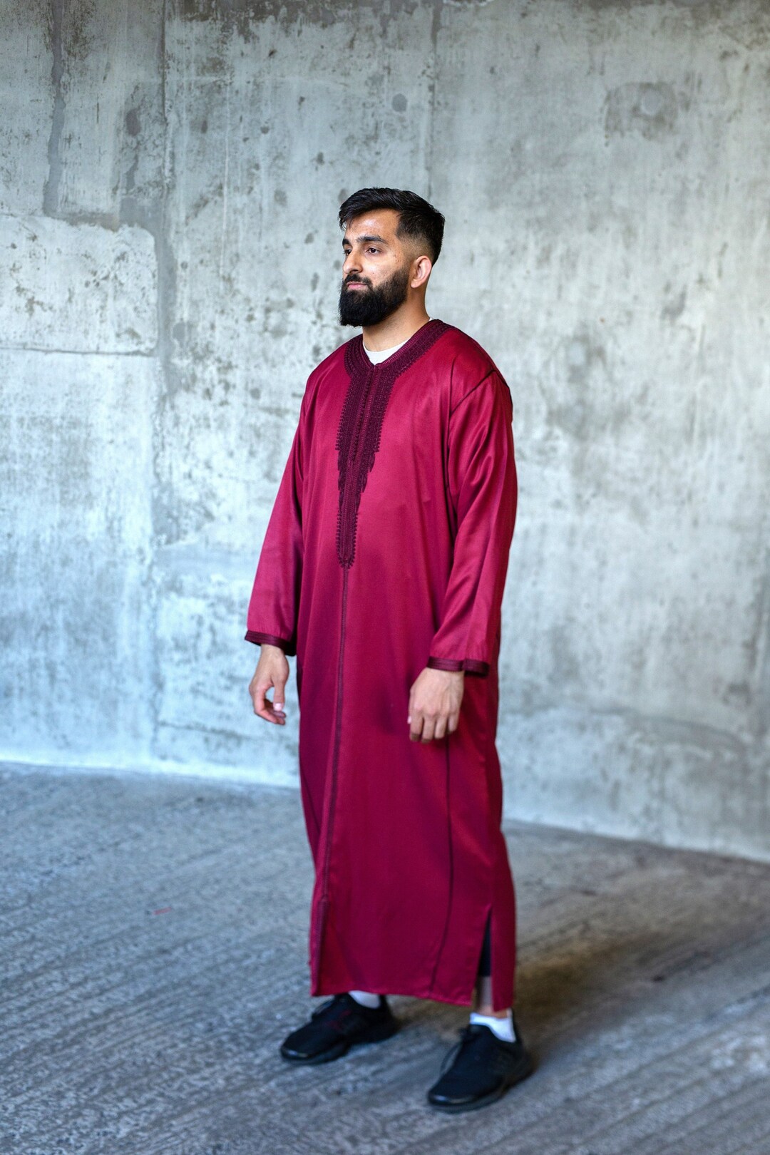 Premium Maroon Moroccan Thobe Premium Maroon Moroccan Gandoura UK - Etsy