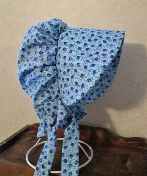Girls Pioneer Blue Calico Bonnet / Girls Prairie | Etsy