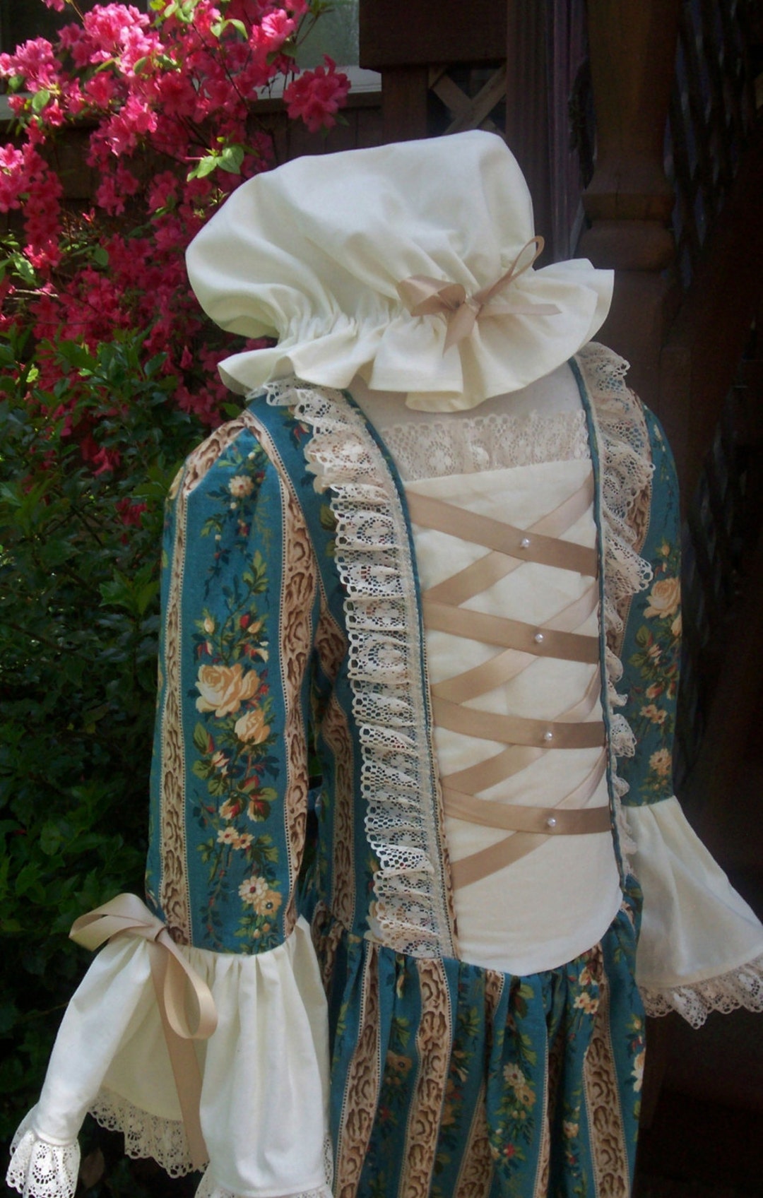 Girls Colonial Dress/felicity Williamsburg Costume Plus Mob Cap ...