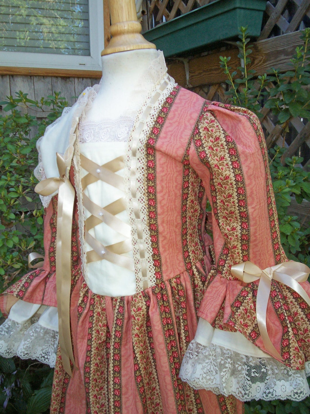 Girls Colonial Ball Gown/ Costume..dress Pinner Cap(please Read Full ...