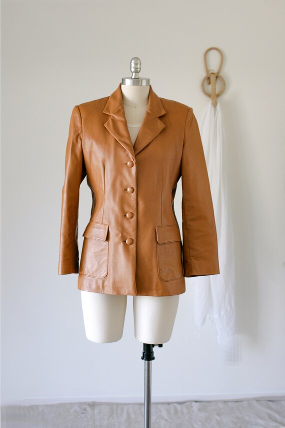 Vintage Johnson Leathers Minimalist 80's Camel Leathe… - Gem