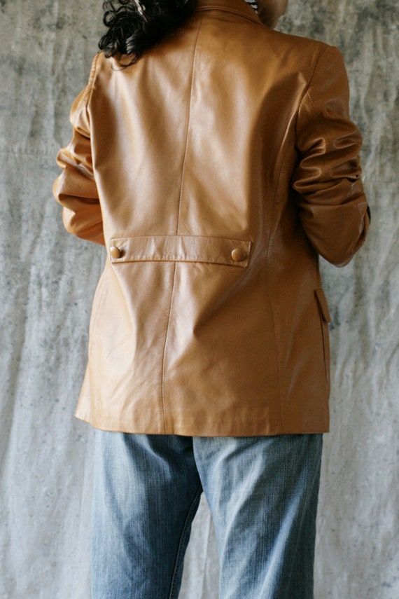 Vintage Johnson Leathers Minimalist 80's Camel Leathe… - Gem