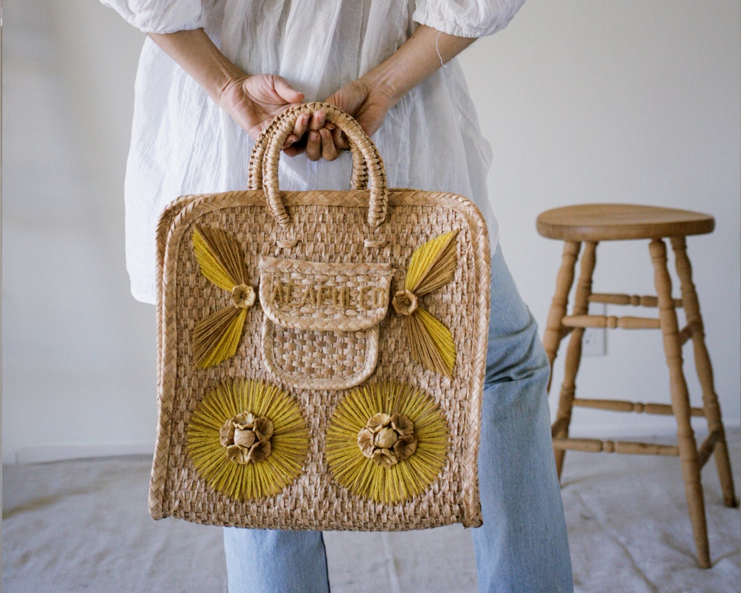 Vintage 70's Woven Mexican Straw Bag - Etsy