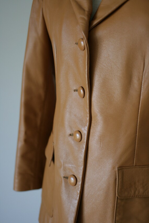 Vintage Johnson Leathers Minimalist 80's Camel Leathe… - Gem