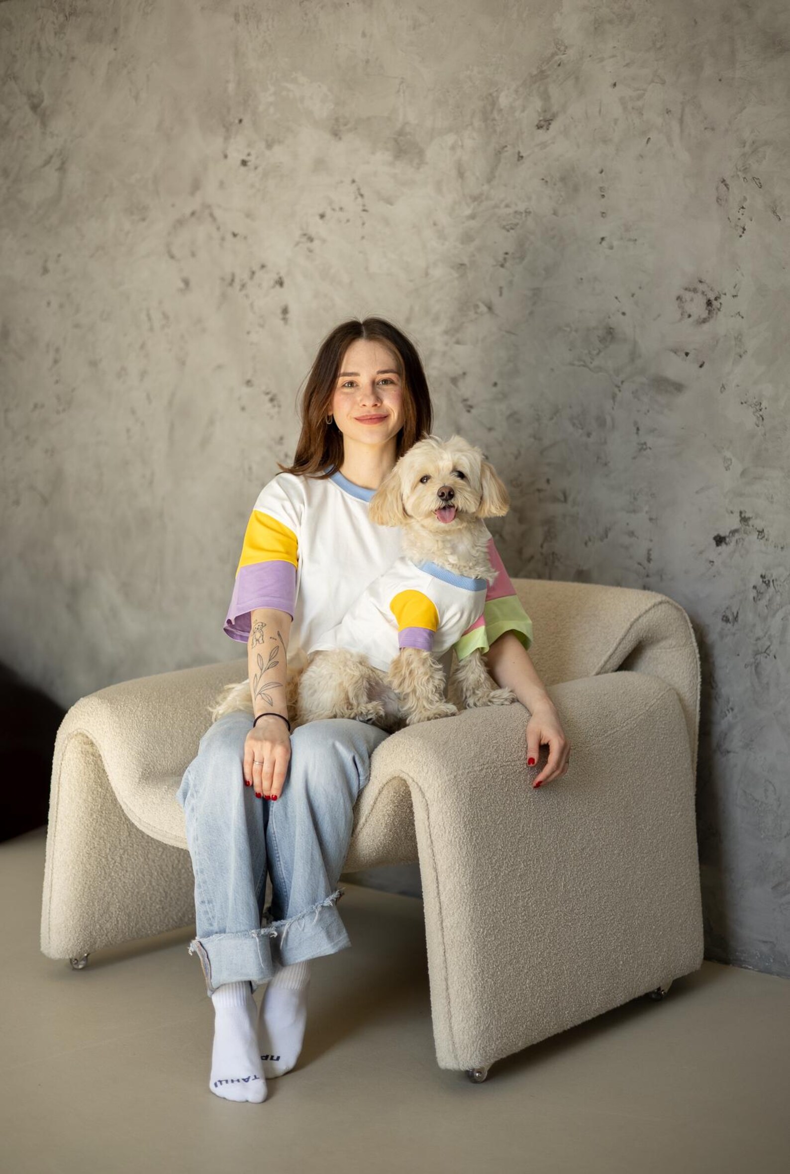 Colorblock Dog & Human Matching Shirt Set - Custom Yorkie Cotton T ...