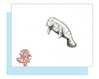 Manatee Card - Etsy