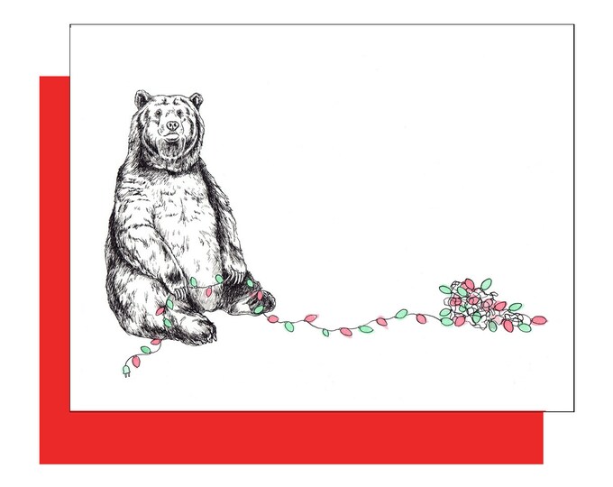 Grizzly Bear Card - Etsy