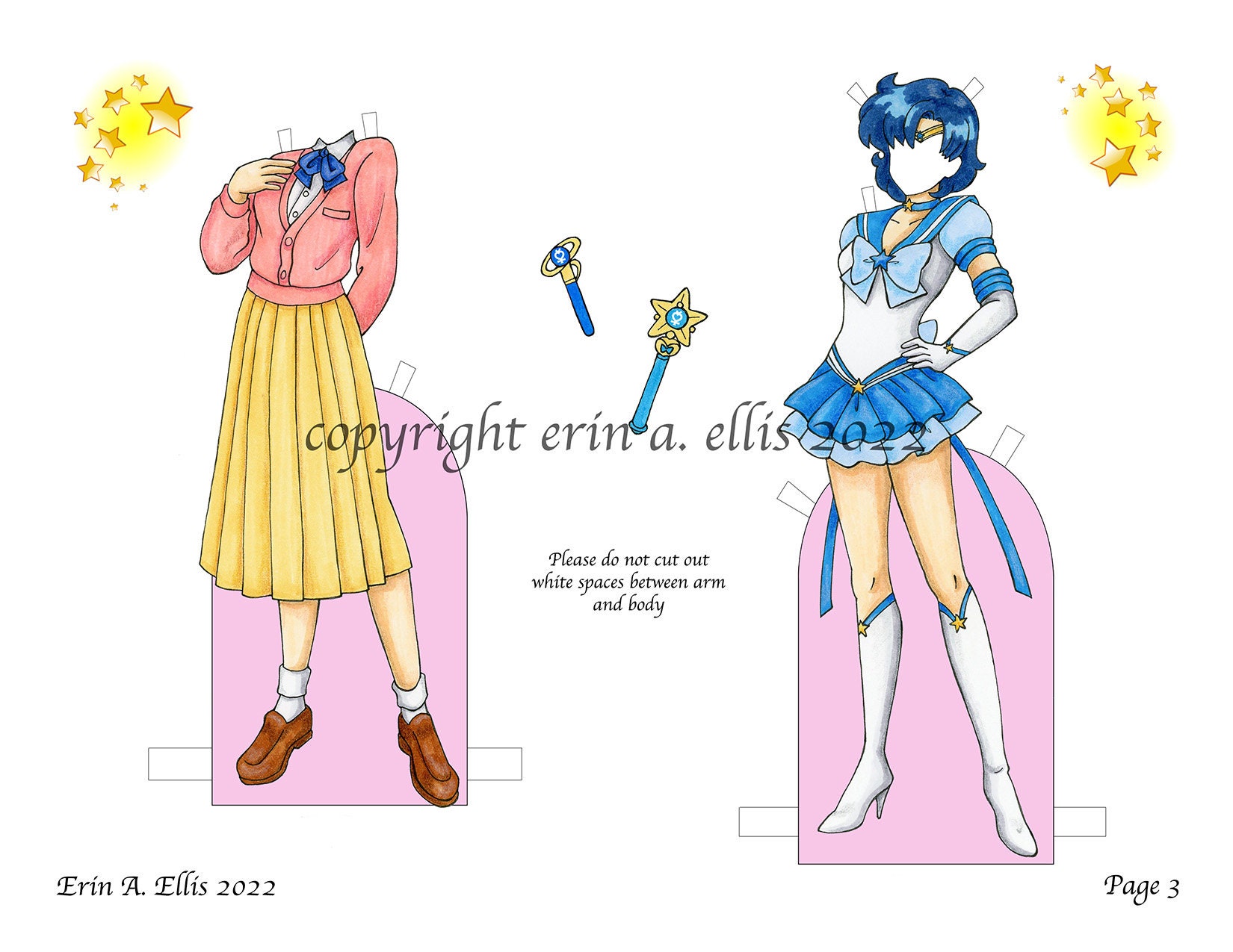 Sailor Mercury Paper Dolls - Etsy