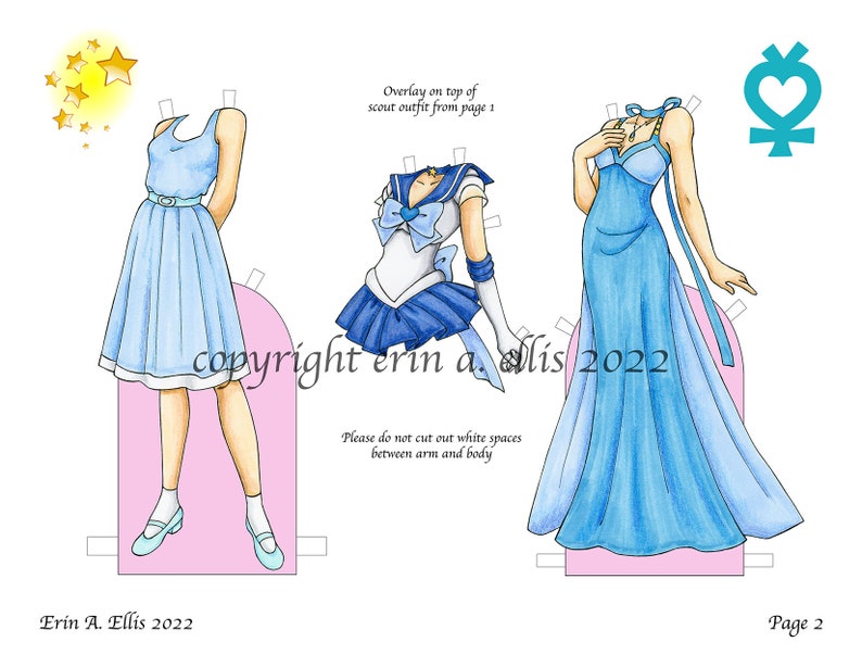 Sailor Mercury Paper Dolls - Etsy