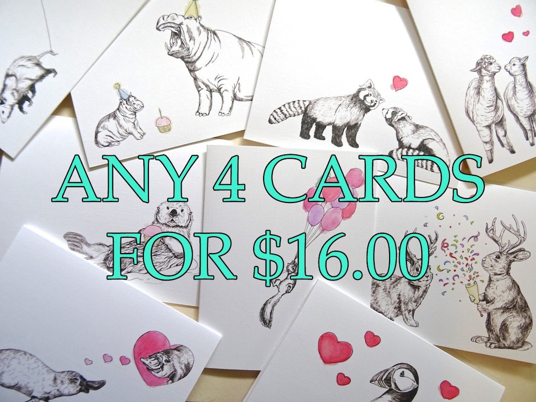 Set of Four Cards - You Choose! - Etsy