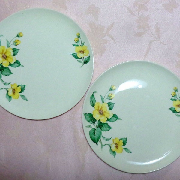 Yellow Floral Plates - Etsy