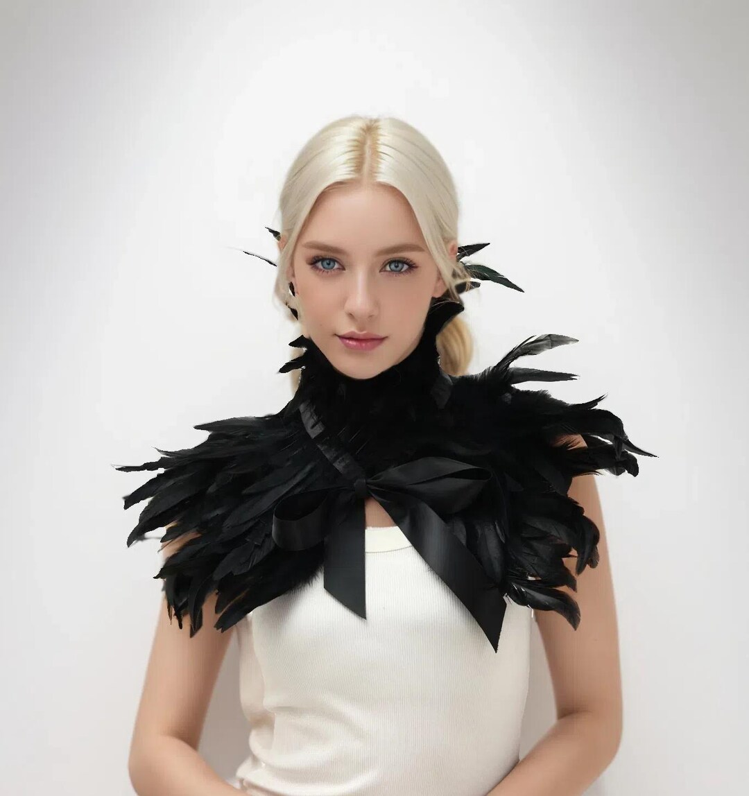 Halloween Masquerade Party Shawl Cloak Waistcoat Fake Collar Black ...