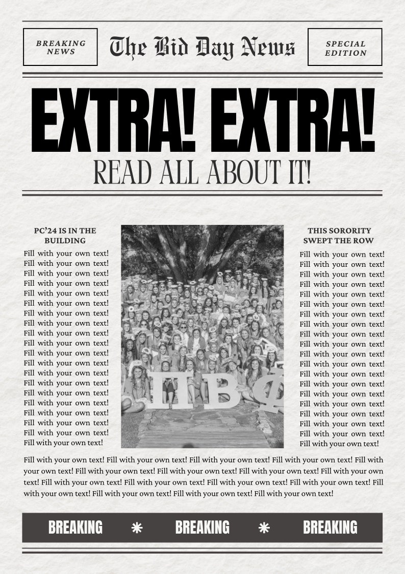 Sorority Event Newspaper Front Page Custom Template Event Party ...