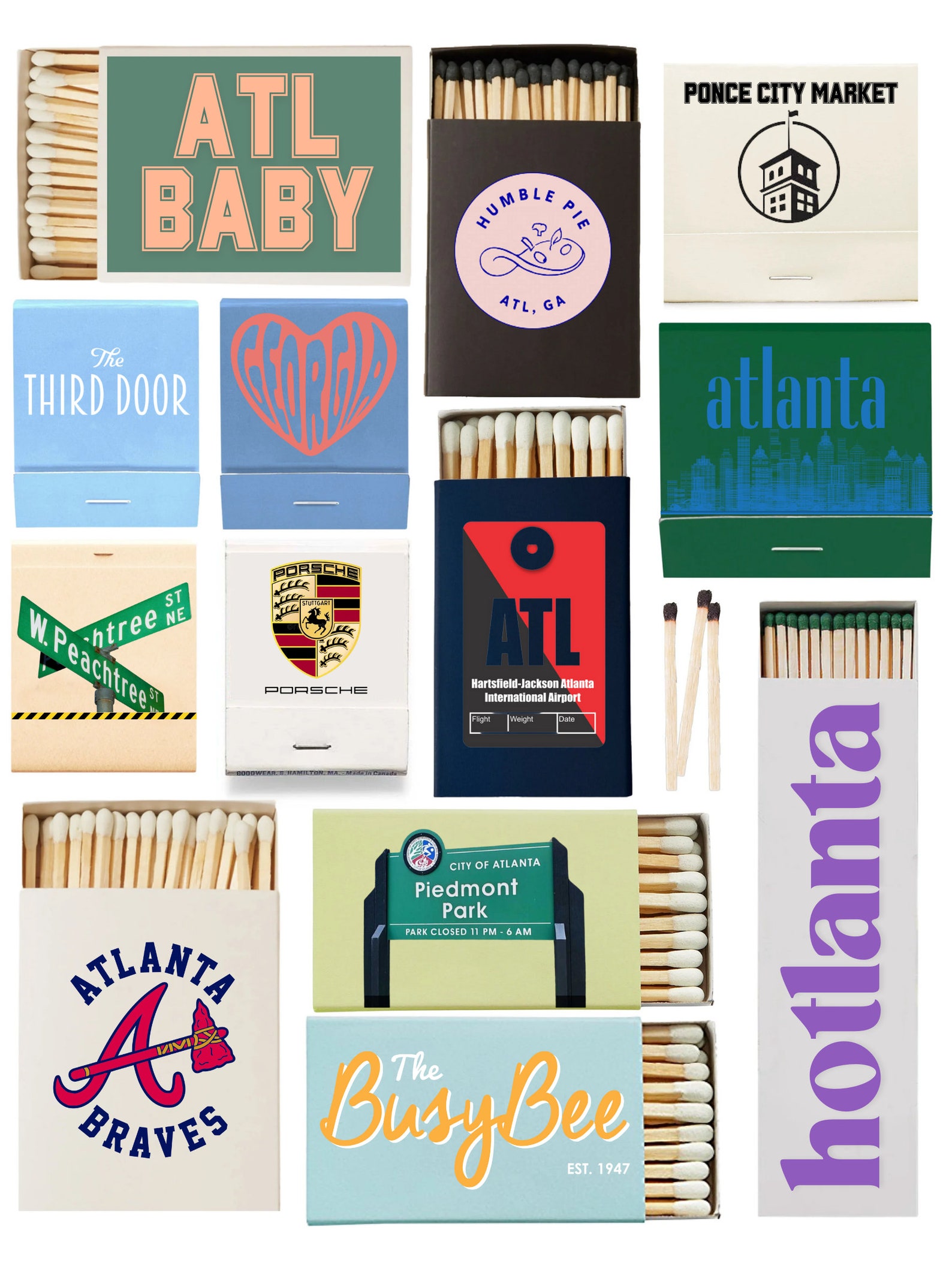Atlanta Georgia Matchbook Print ATL Art Atlanta Matchbooks Downloadable ...