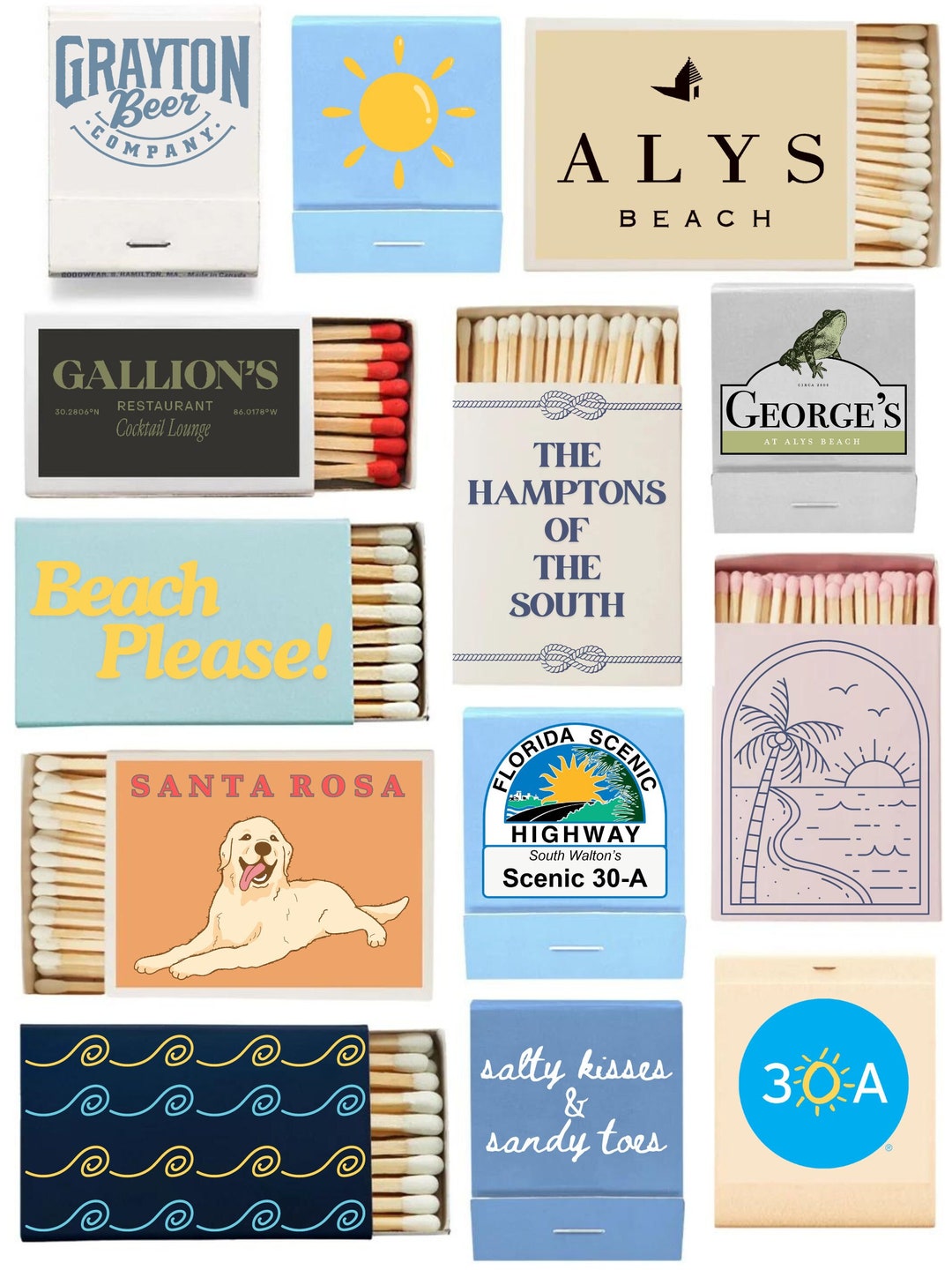 30A Seaside Rosemary Beach Florida Matchbook Print digital Download - Etsy