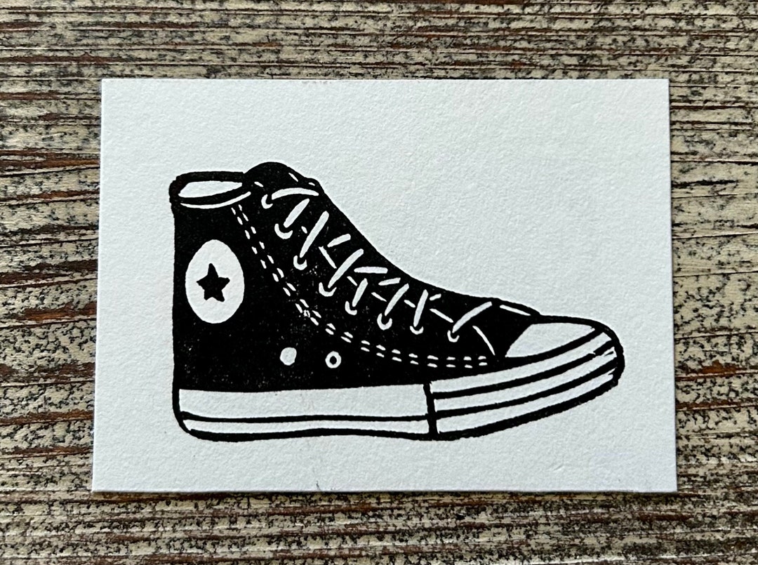 Converse Style Sneaker Hand Carved Rubber Stamp - Etsy