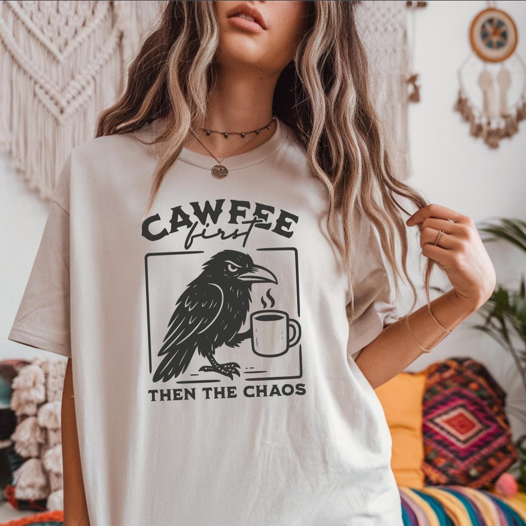 Grumpy Raven Coffee T-shirt: Dark Humor Crow Graphic Tee - Etsy