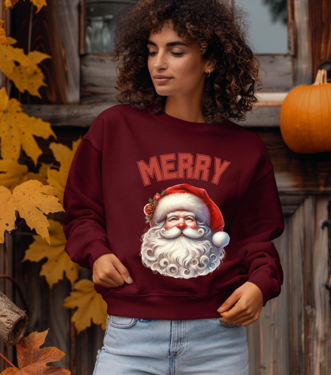 Santa Face Shirt, Christmas Santa Sweatshirt, Vintage Santa Shirt ...