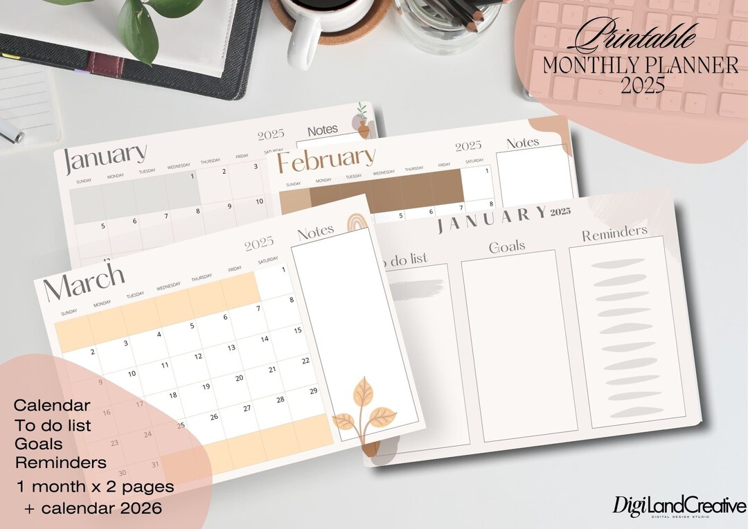 Bohemian Pattern Design Monthly Planner,printable Monthly Planner ...