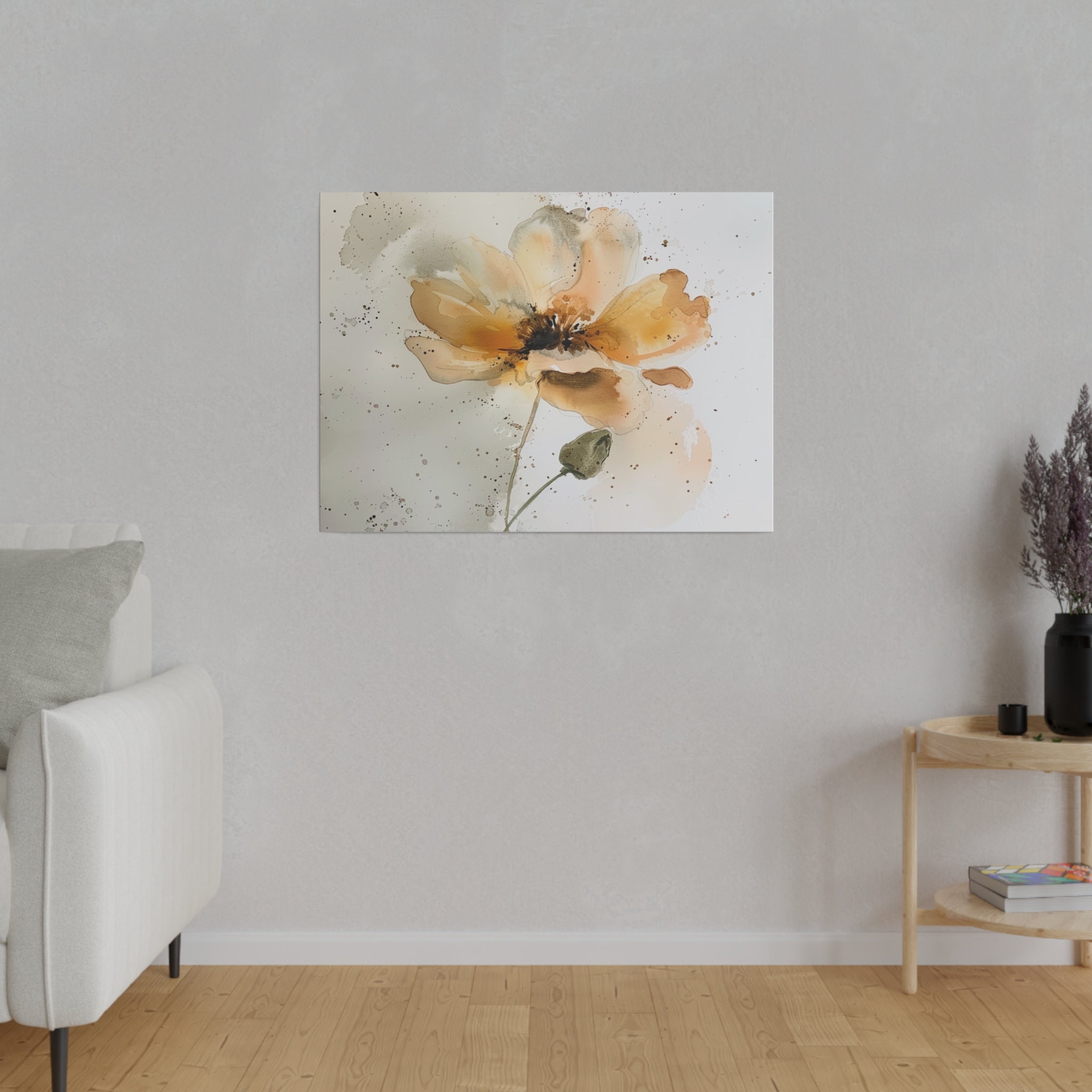 Wall Art, Earth Tone Flower, Gallery Print, Matte Canvas, Stretched, 0. ...